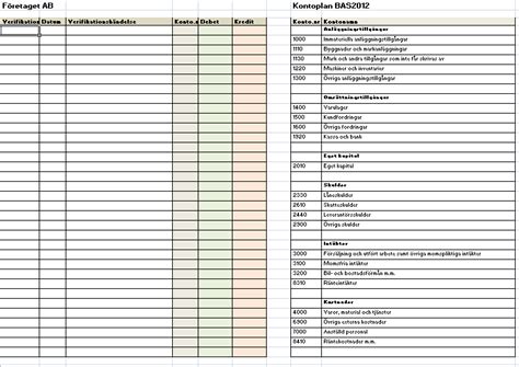 Enkel Bokföringsmall I Excel Format Mallar