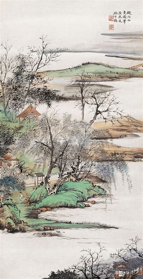 徐子鹤擅山水人物花鸟走兽山水多画黄山川峡笔墨出自南宋四家淳雅流畅清丽洒脱多一层江南水乡的吴人柔情 水墨书画 水墨界