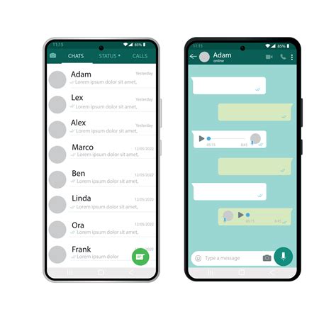 Whatsapp Interface Template On Mobile Phone 13473361 Vector Art At Vecteezy