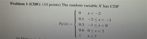 Solved Problem 1 CDF 10 Points The Random Variable X Chegg Com