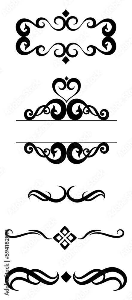 Collection Of Ornamental Line Separators And Banners With S Shaped