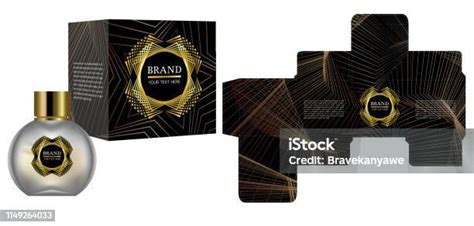 포장 디자인 고급 상자 템플릿과 모의 상자 일러스트 벡터와 향수 또는 화장품 용기에 라벨 개념에 대한 스톡 벡터 아트 및 기타