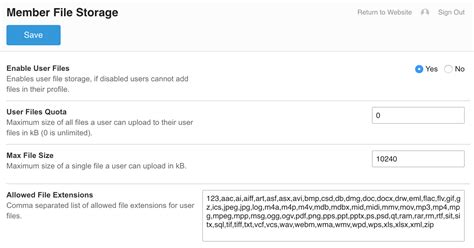 How Can I Control The Types And Sizes Of Files That Members Can Upload