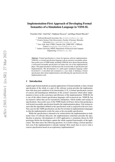 Pdf Implementation First Approach Of Developing Formal Semantics Of A