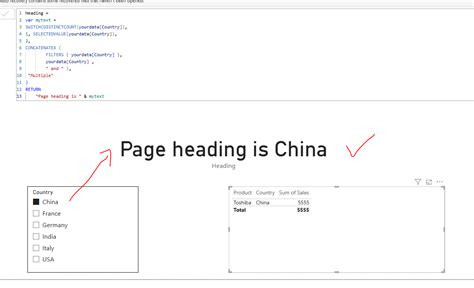 dynamic page title based on slicer selection in po microsoft