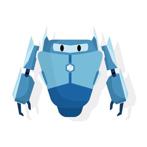 귀여운 파란색 로봇 캐릭터 마스코트 흰색 배경에 고립 프리미엄 벡터