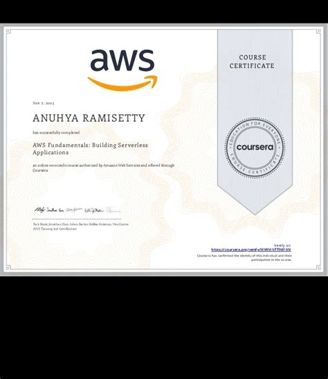 Anuhya Ramisetty On Linkedin Aws Learning Professionaldevelopment Coursera