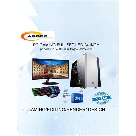 Jual PC GAMING CORE I F RAM GB SSD GB VGA GB RX XT LED INCH FULLSET