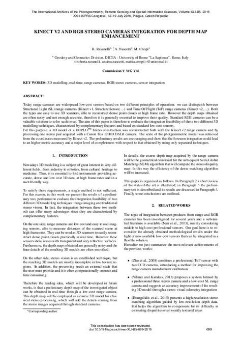 Pdf Kinect V2 And Rgb Stereo Cameras Integration For Depth Map Enhancement