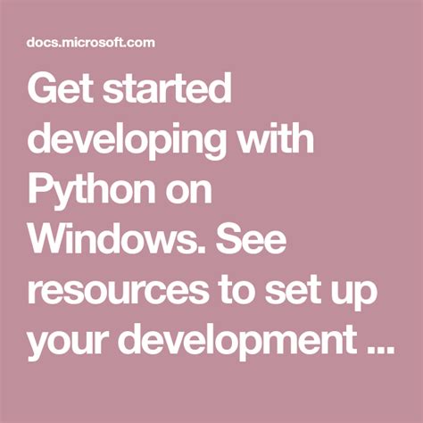 Developing With Python On Windows