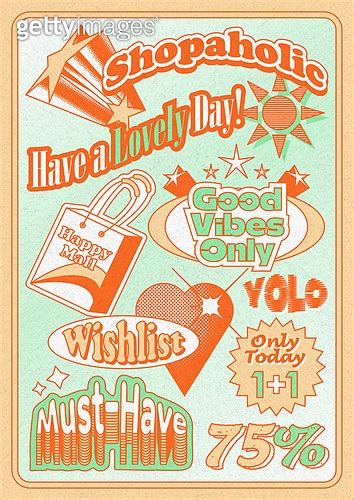 쇼핑 상업활동 아이콘세트 아이콘 아이콘 레트로스타일 컨셉 뉴트로 타이포그래피 문자 이미지 Jv13148713 게티이미지뱅크