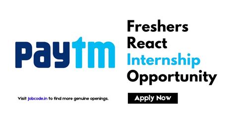 React Internship Opportunity At Paytm Jobcode