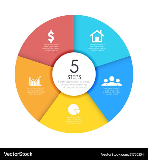Round Infographic Diagram Circles 5 Elements Vector Image