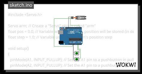 Two Buttons Controlled Servo Arduino Uno Wokwi ESP32 STM32 Arduino Simulator