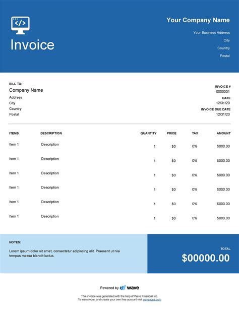 Web Development Invoice Template Free Download