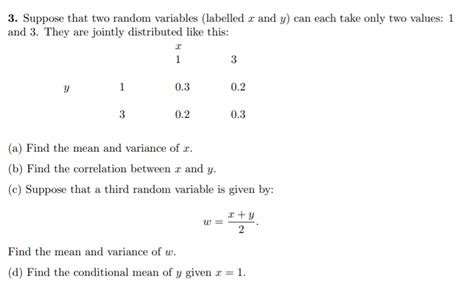 Solved 3 Suppose That Two Random Variables Labelled R And