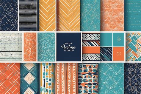 Premium Photo Vector Geometric Seamless Pattern Collection Set Of Colourful Background Swatches
