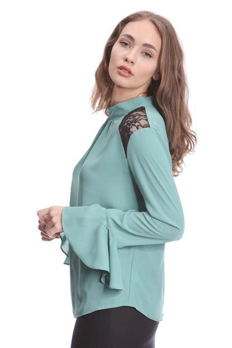 Елегантна блуза Echo De Ravel в изчистен воал синя 50 Emag Bg