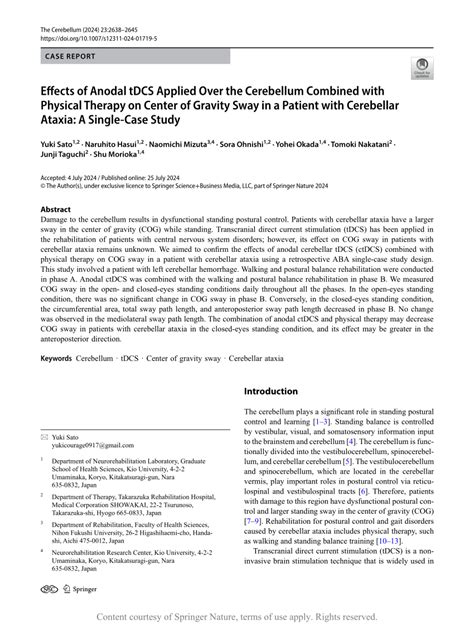 Effects Of Anodal Tdcs Applied Over The Cerebellum Combined With