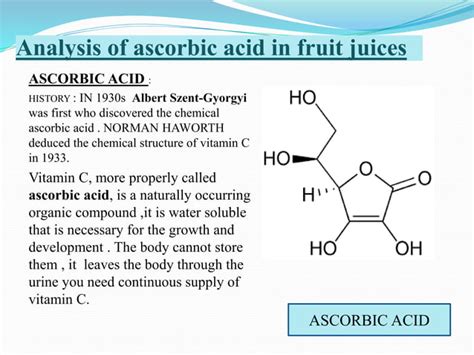 Analysis Of Ascorbic Acid Ph Viscosity And Absorbance In Packaged