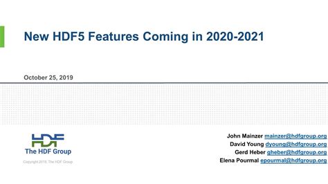New Hdf5 Features Coming In 2020 2021 Webinar Youtube