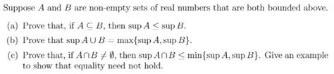 Answered Suppose A And B Are Non Empty Sets Of Bartleby