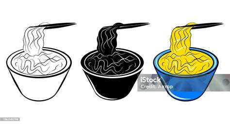 국수 수프 고립 된 벡터 아이콘 패스트 푸드 만화 개요 스케치 세트 패키지 로고 디자인 요소 길거리 에서 건강에 해로운 음식 맛있는 식사 인쇄 간단한 엠블럼 템플릿 그래픽