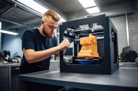 Shot Of A Young Man Working With A D Printer Premium Ai Generated Image