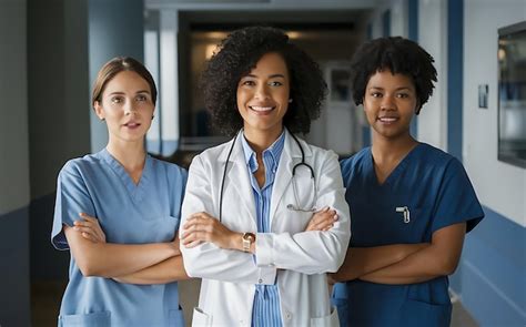 Hospital Colleagues Checking Medical Records Database Premium AI