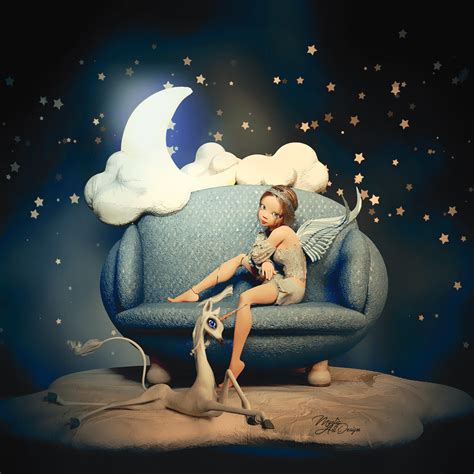 Clouds And Moon D Render Digital Art By MysticArtDesign