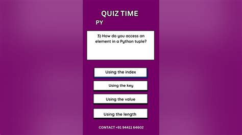 Python Quiz On Tuples Youtube