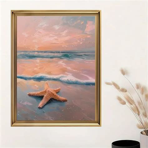 해변 풍경 캔버스 그림 해안의 불가사리 프레임리스 가정 사무실 거실 침실을 위한 장식 벽 예술 축제 선물 Temu Republic Of Korea