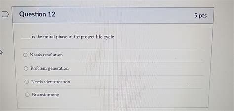 Solved Question 125 ﻿ptsis The Initial Phase Of The Project
