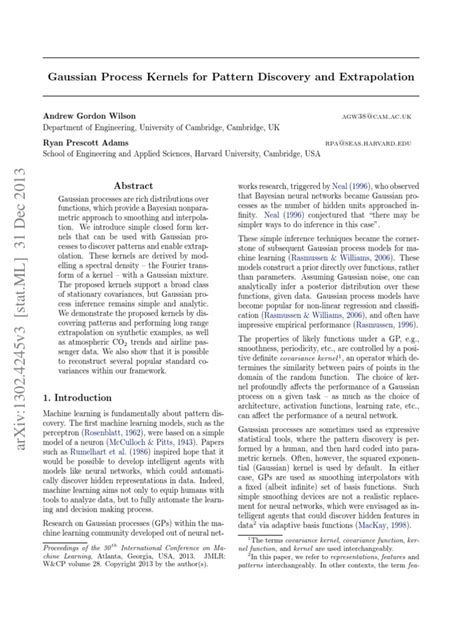 Gaussian Process Kernels For Pattern Discovery And Extrapolation Pdf Artificial Neural Gaussian Process Kernels For Pattern Discovery And Extrapolation Pdf Artificial Neural