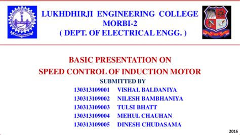 Ppt Presentation On Speed Control Of Induction Motor