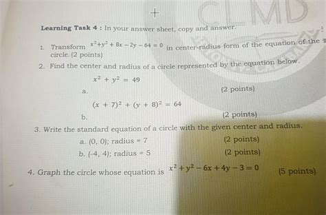 Solved Learning Task 4 In Your Answer Sheet Copy And