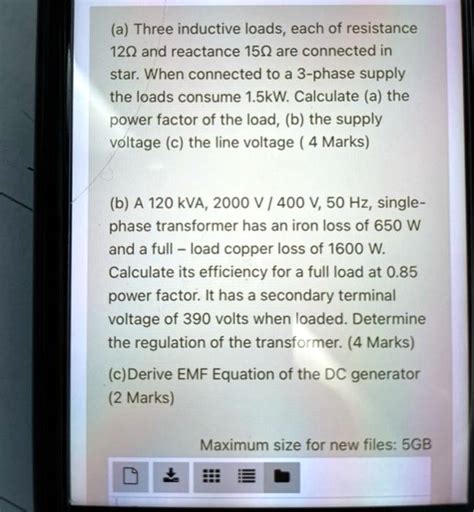 A Three Inductive Loads Each Of Resistance 12Ωand Reactance 15Ωare Connected In Star When