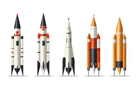 Premium Photo Set Of Rockets Isolated On White Background