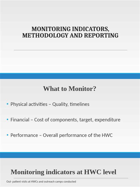 Monitoring Indicators And Reporting Pdf