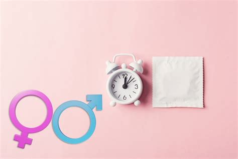 Premium Photo World Sexual Health Or Aids Day Condom And Alarm Clock Birth Control Male And