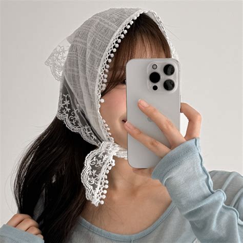 당일출고 소재굿 피크닉 레이스 헤어두건 스카프 2color 에이블리