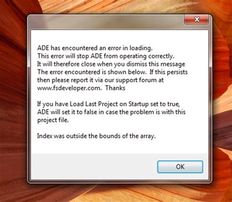 FSX Error Message FSDeveloper