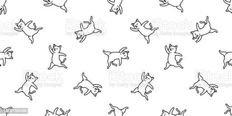 고양이 원활한 벡터 패턴 고양이 캘 리 만화 그림 타일 배경 스카프 고립 된 벽지 갈고리 발톱에 대한 스톡 벡터 아트 및 기타 이미지 갈고리 발톱 검은색 고양이 울음