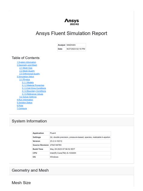 Ansys Fluent Simulation Report Pdf Viscosity Turbulence