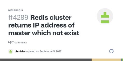 Redis Cluster Returns Ip Address Of Master Which Not Exist · Issue 4289 · Redisredis · Github