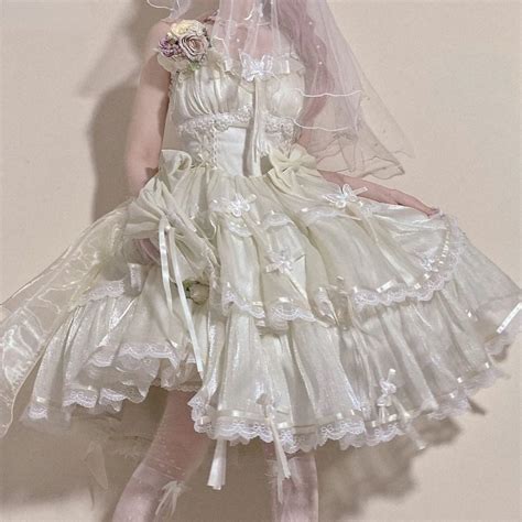 일본 사랑스러운 로리타 드레스 빅토리아 레트로 여성 우아한 레이스 보우 고딕 코스프레 Jsk 드레스 여성 웨딩 파티 화이트 베스티도 Aliexpress