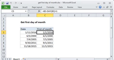 Get First Day Of Month Excel Formula Exceljet