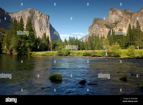 Usa California El Capitan Merced River Yosemite Valley Yosemite Stock