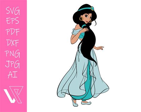 Jasmine Princess Layered Svg Cricut Cut File Silhouette Vector Artwork Instant Download Clip Art