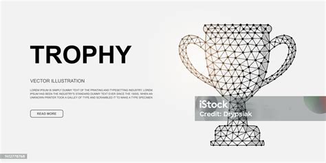 트로피 컵 방문 페이지 템플릿에 대한 3d 낮은 폴리 기호 수상 디자인 일러스트레이션 홈페이지 디자인을 위한 다각형 승자 그림 Adv 페이지 3차원 형태에 대한 스톡 벡터